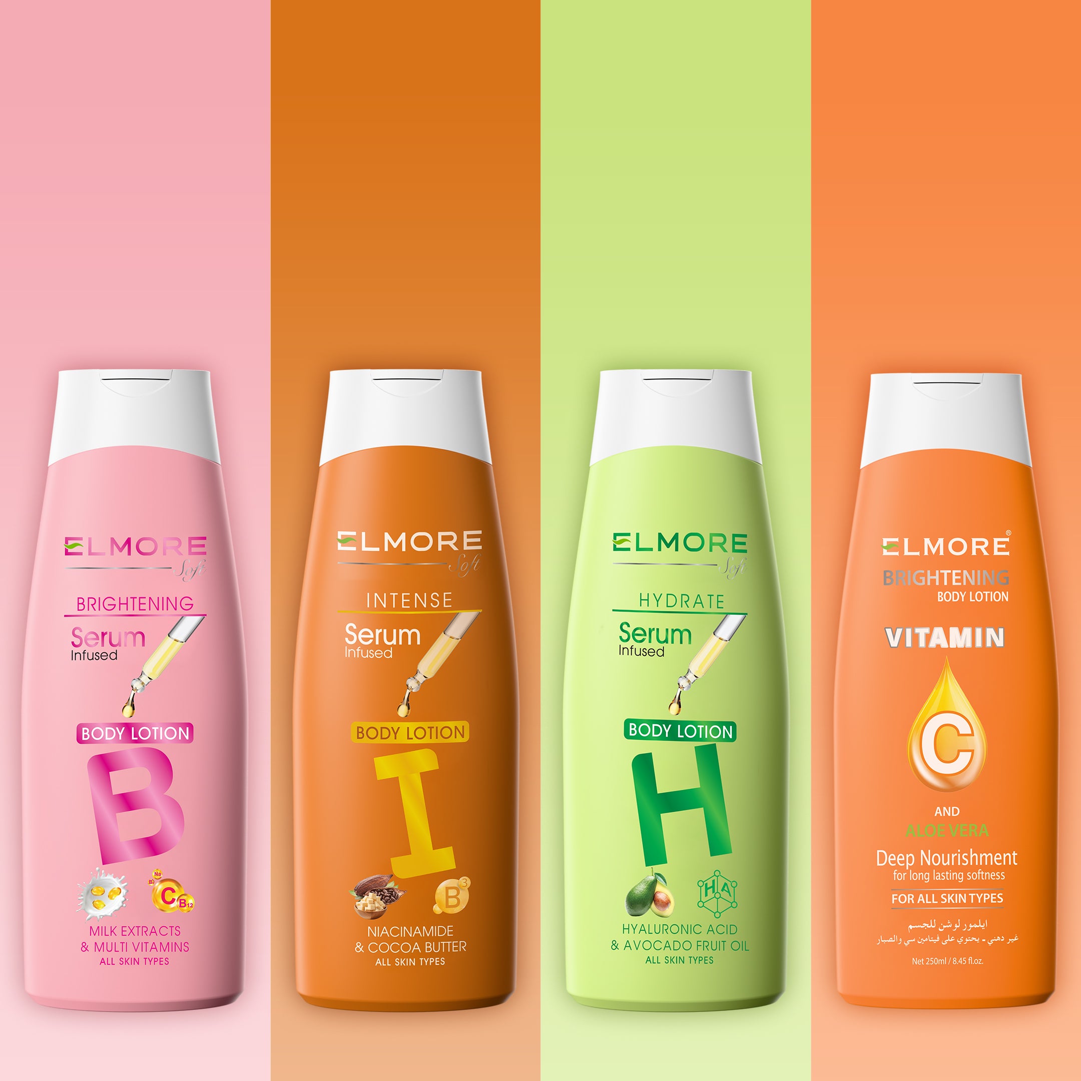 Elmore 4-in-1 Body Lotion Set – Brighten, Hydrate, Nourish & Glow